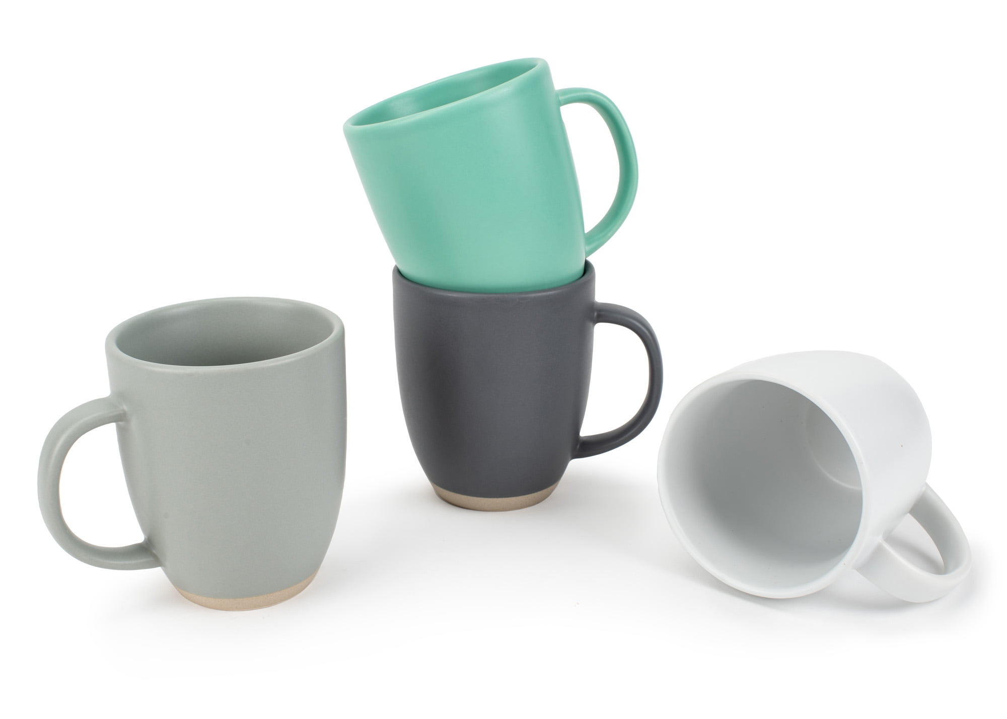 Elanze Designs Raw Clay Bottom Cool Assorted 13 ounce Ceramic Coffee Mugs Set of 4 - Walmart.com