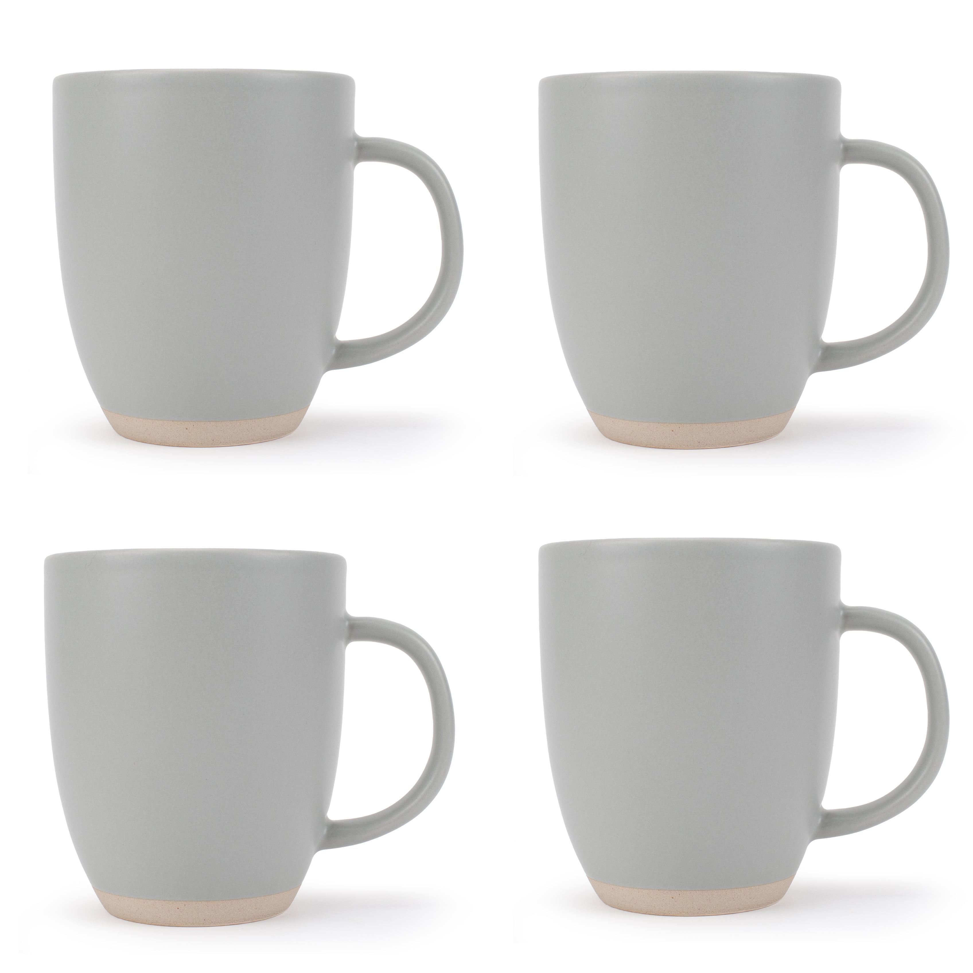 Elanze Designs Raw Clay Bottom Ice Grey 13 ounce Ceramic Coffee Mugs Set of 4 - Walmart.com