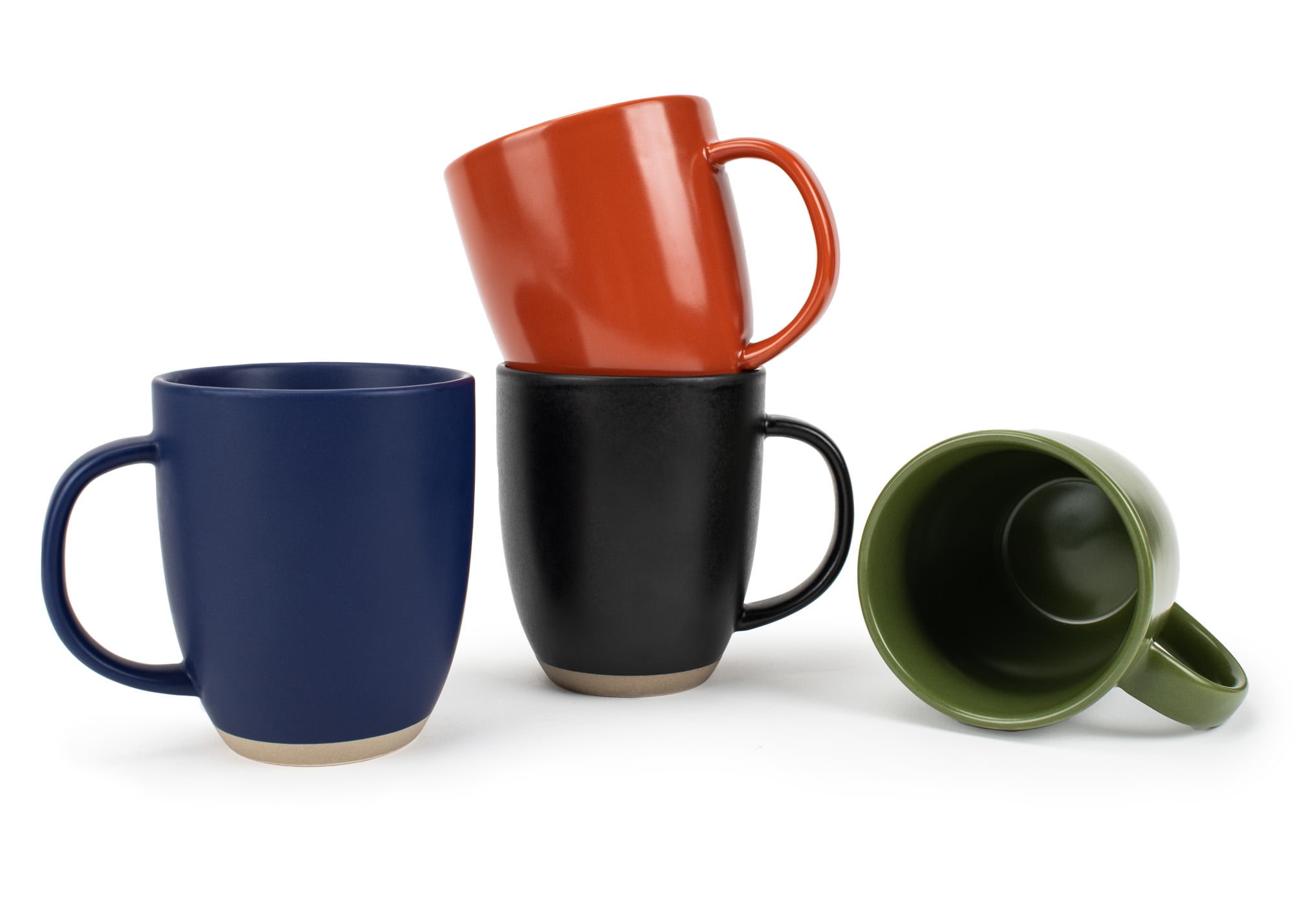 Elanze Designs Raw Clay Bottom Warm Assorted 13 ounce Ceramic Coffee ...