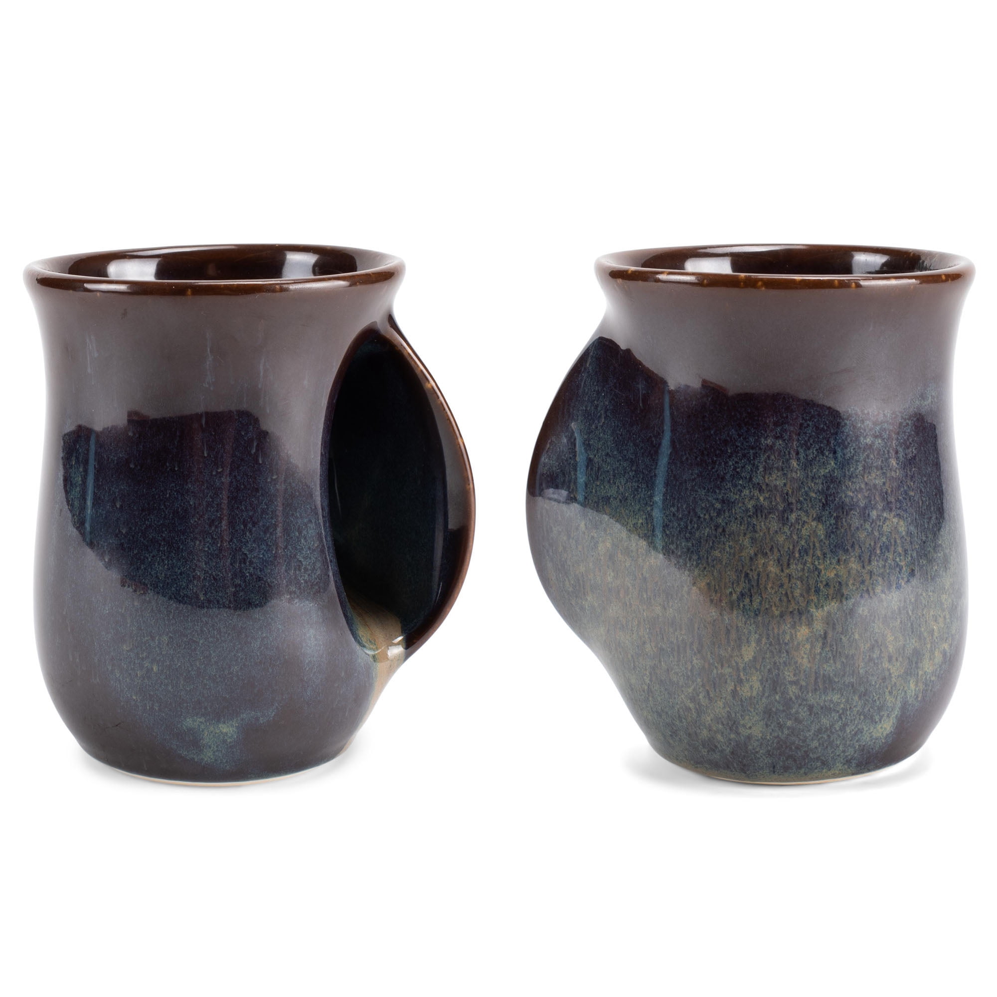 Elanze Designs Ceramic Handwarmer Mugs, Set of 2, Cascade Brown, 14 oz ...