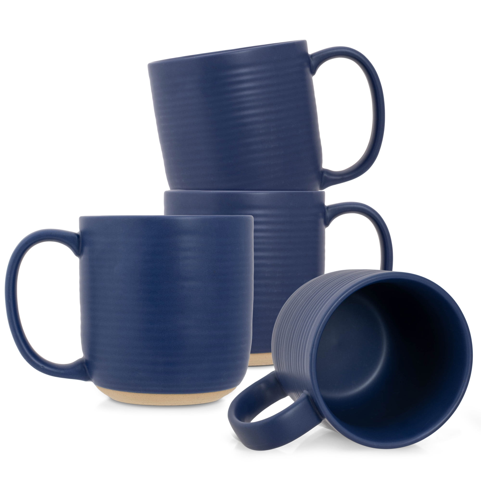Elanze Designs Ribbed Solid Royal Blue 13 Ounce Ceramic Coffee Mugs ...