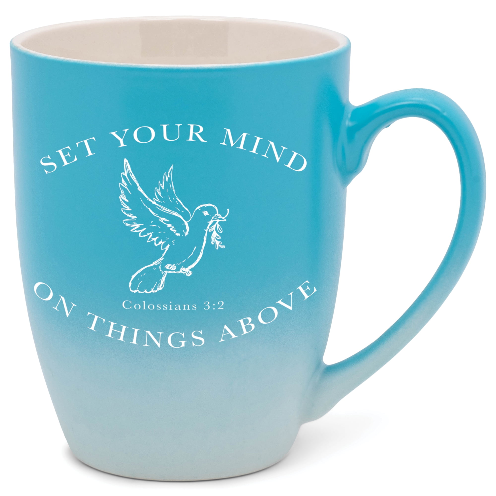 Elanze Designs Set Your Mind On Things Above Colossians 3:2 Two Toned Ombre Matte Pale Blue and ...