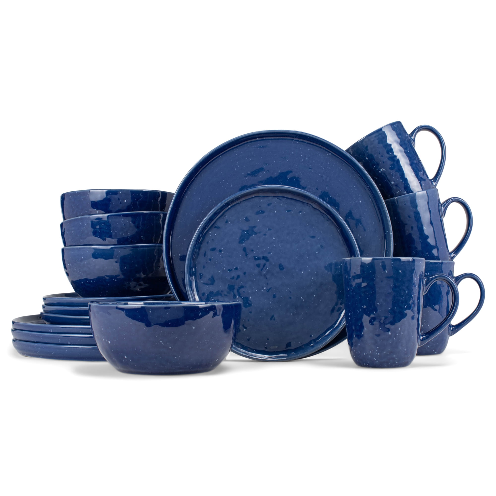 Elanze Designs Shiny Speckled Ceramic Dinnerware 16 Piece Set - Service ...