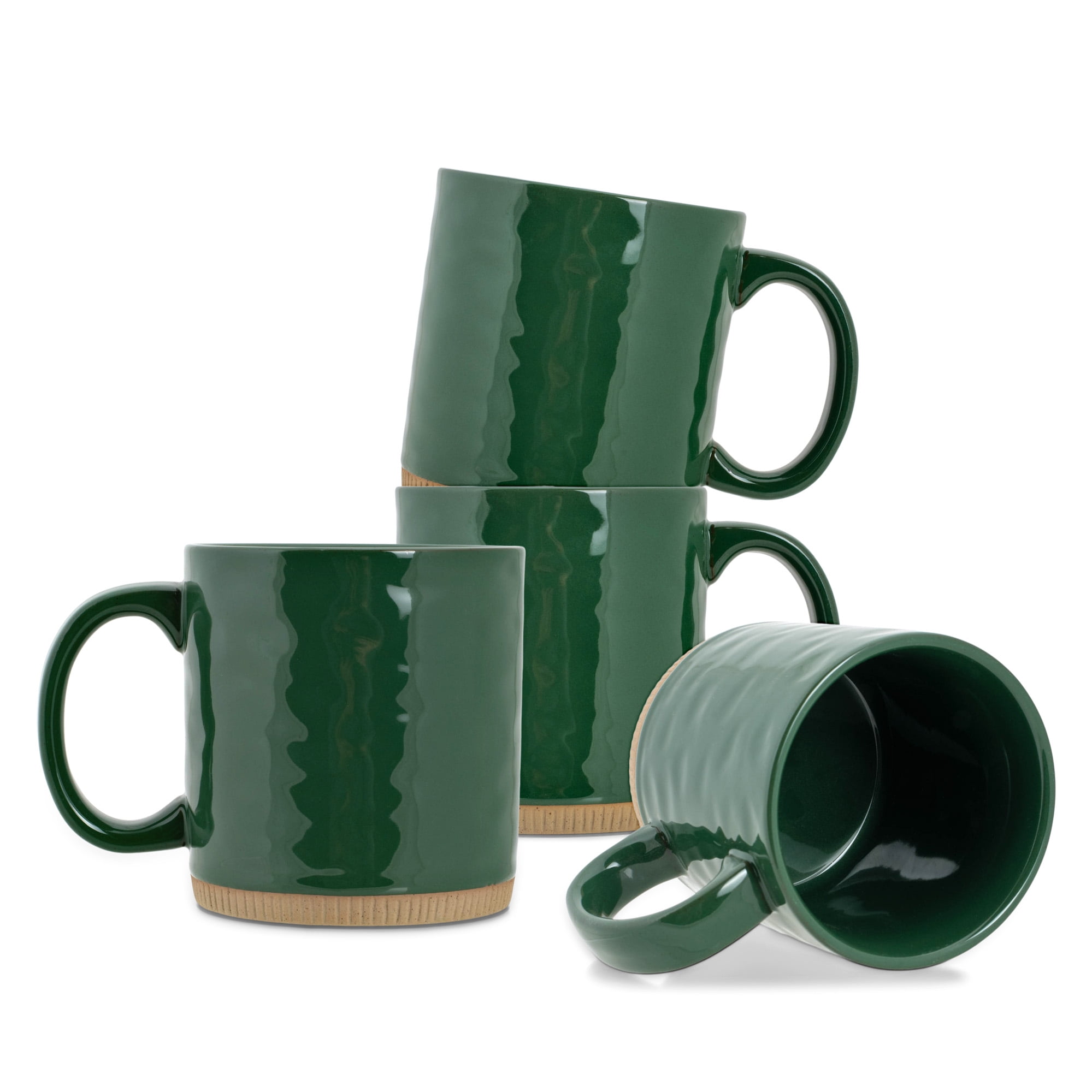 Elanze Designs Solid Green 13 ounce Glossy Ceramic Coffee Mugs Pack of ...