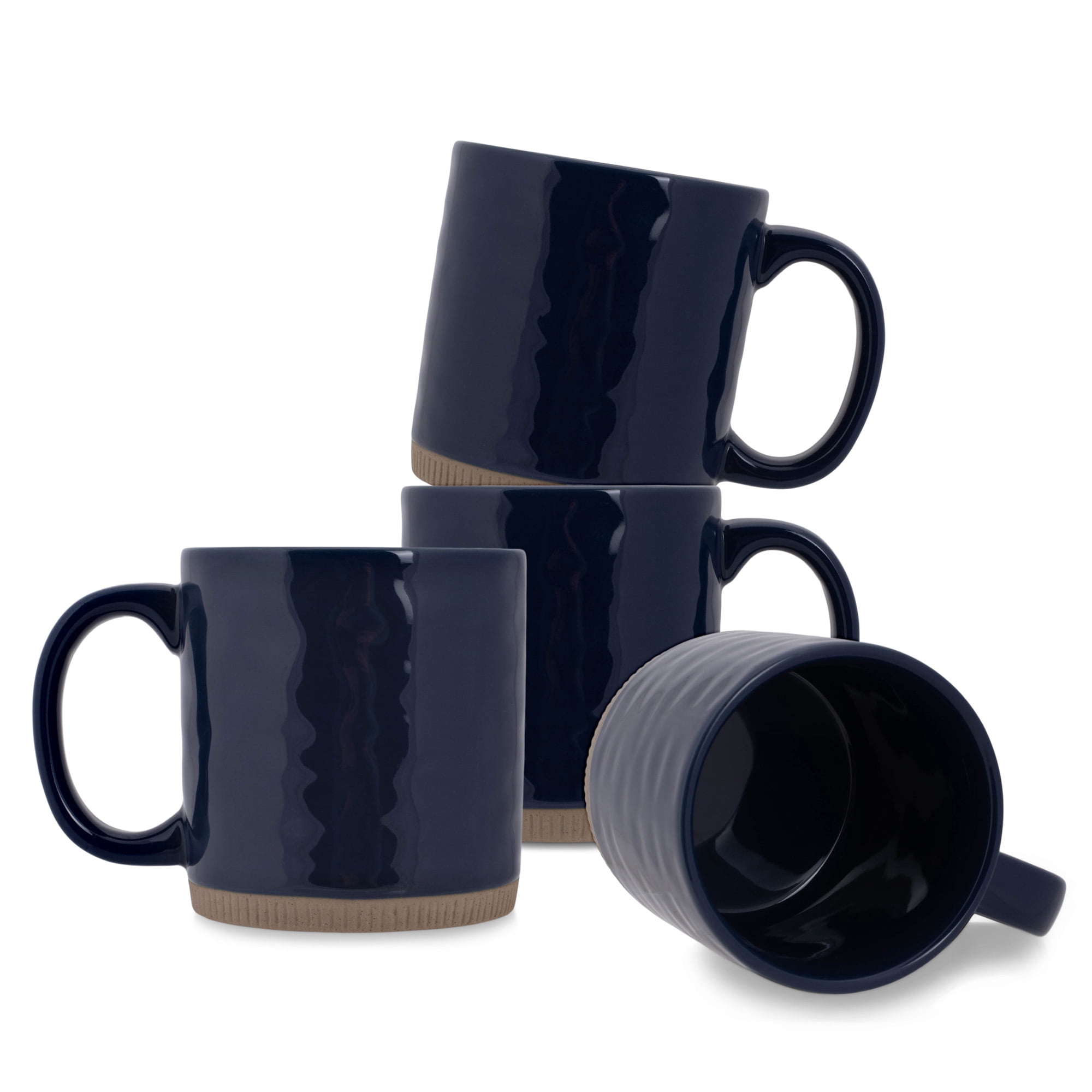 Elanze Designs Solid Navy Blue 13 ounce Glossy Ceramic Coffee Mugs Pack ...
