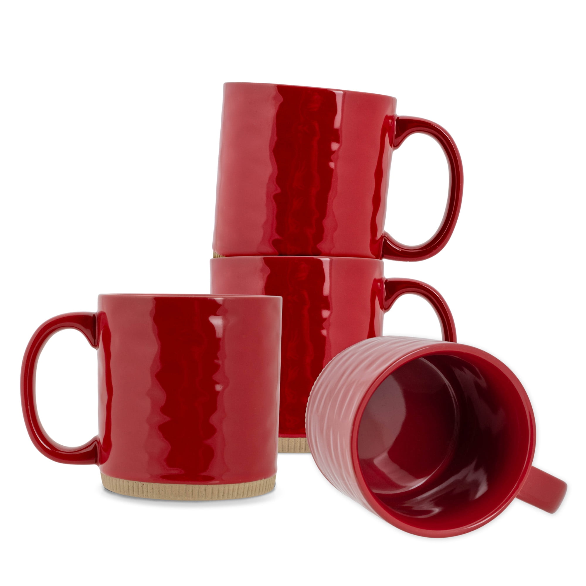 Elanze Designs Solid Red 13 ounce Glossy Ceramic Coffee Mugs Pack of 4 ...