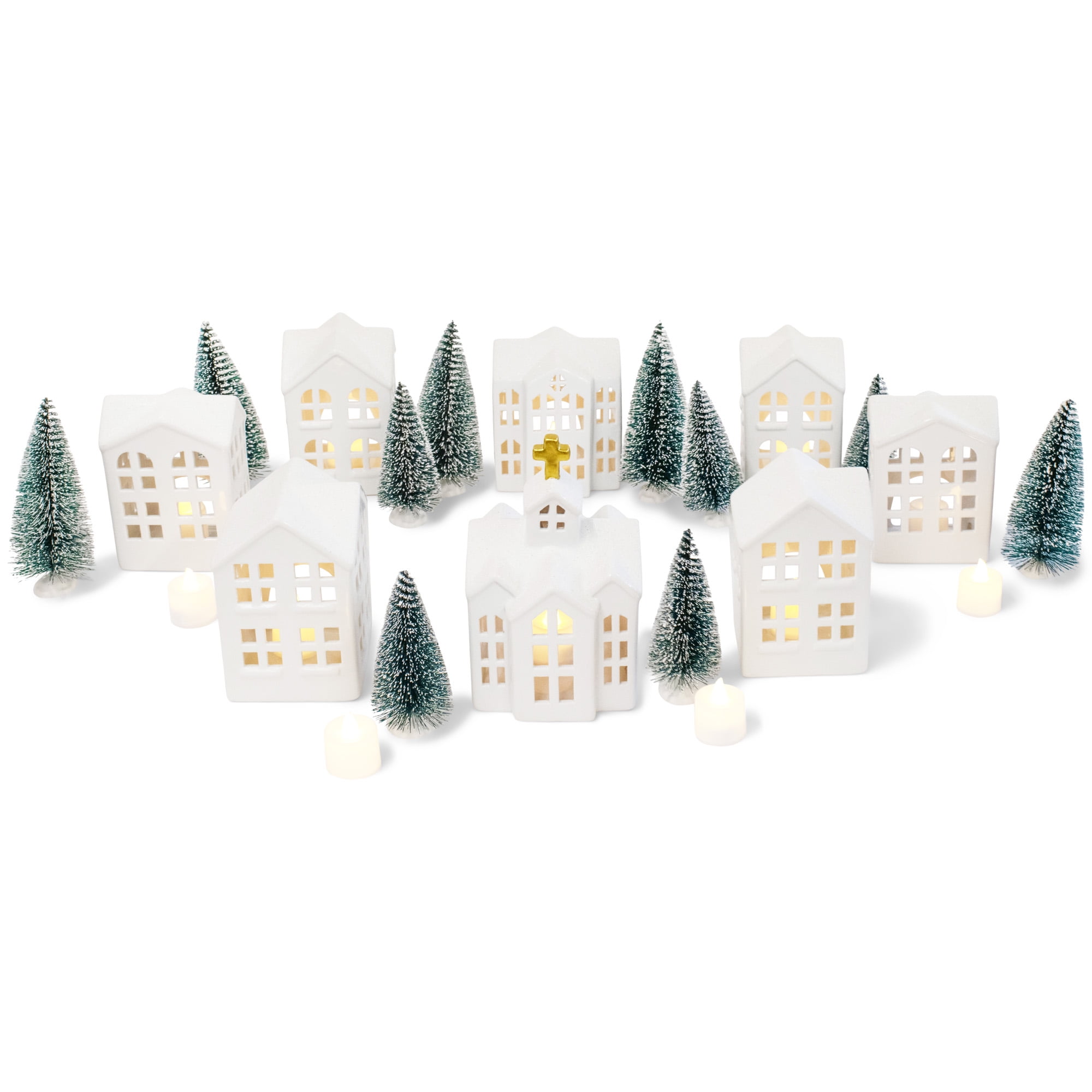 Elanze Designs White Glitter Village Porcelain Ceramic Holiday ...