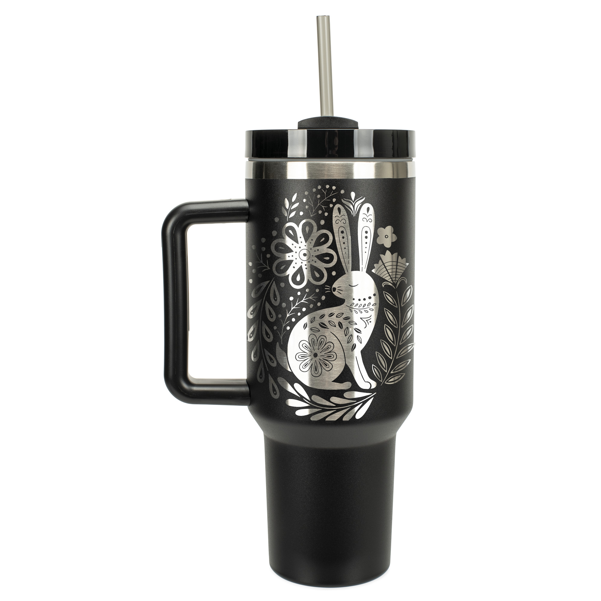 Elanze Designs Woodland Bunny Rabbit Flower Garden 40 oz. Stainless ...
