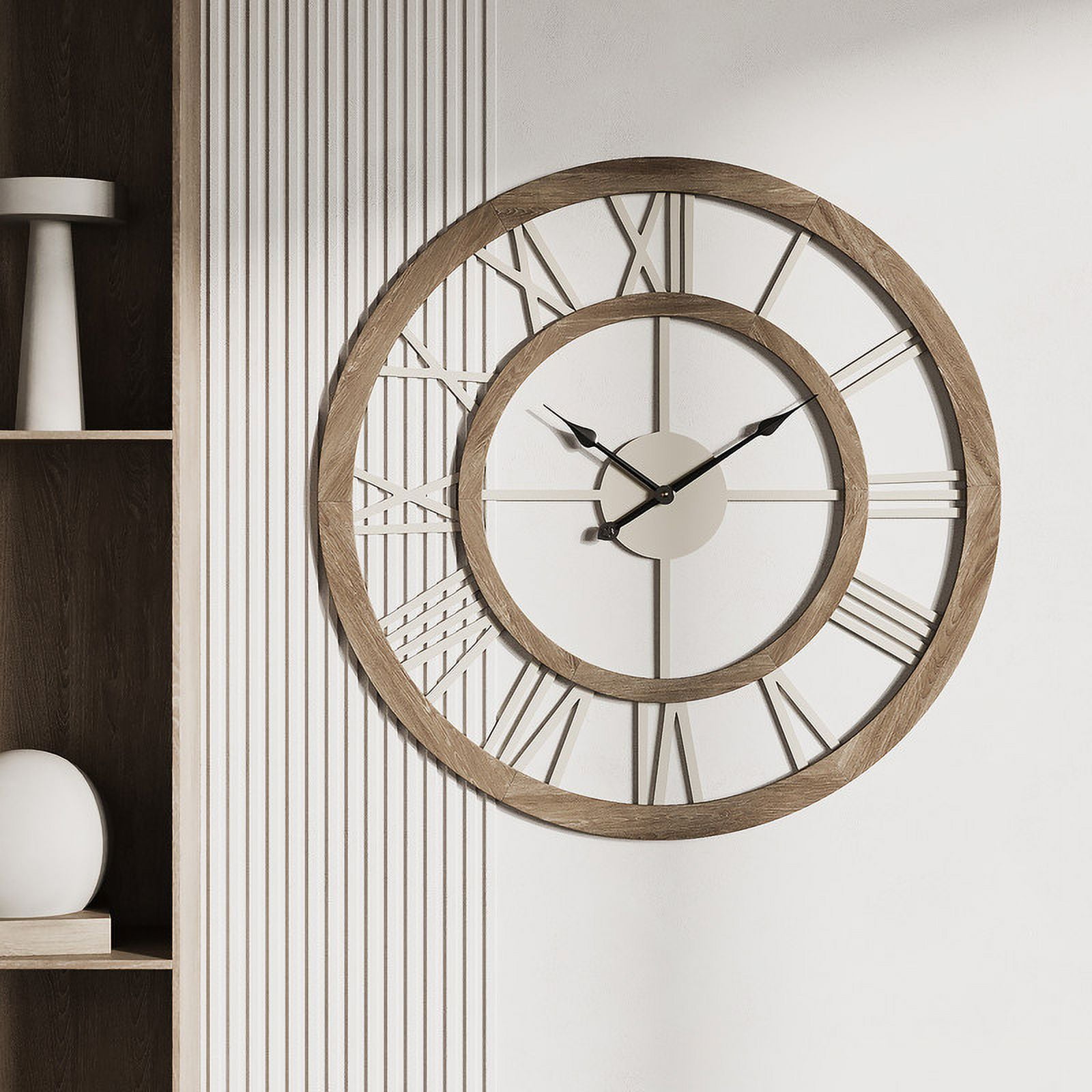 Elara Distressed Wood Farmhouse Wall Clock - 24 Diameter - Walmart.com
