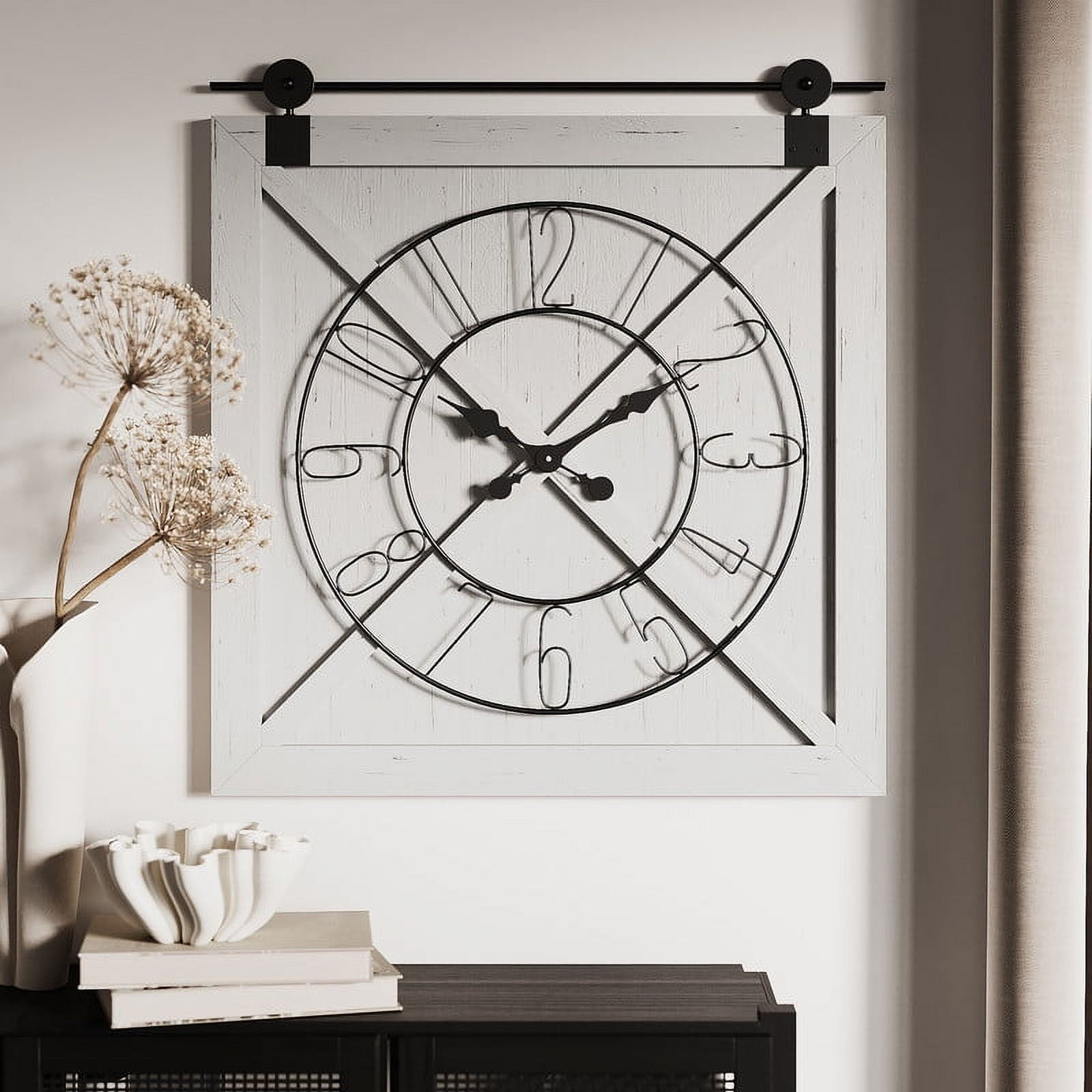 Elara Farmhouse Square Barn Door Metal Wall Clock - Walmart.com
