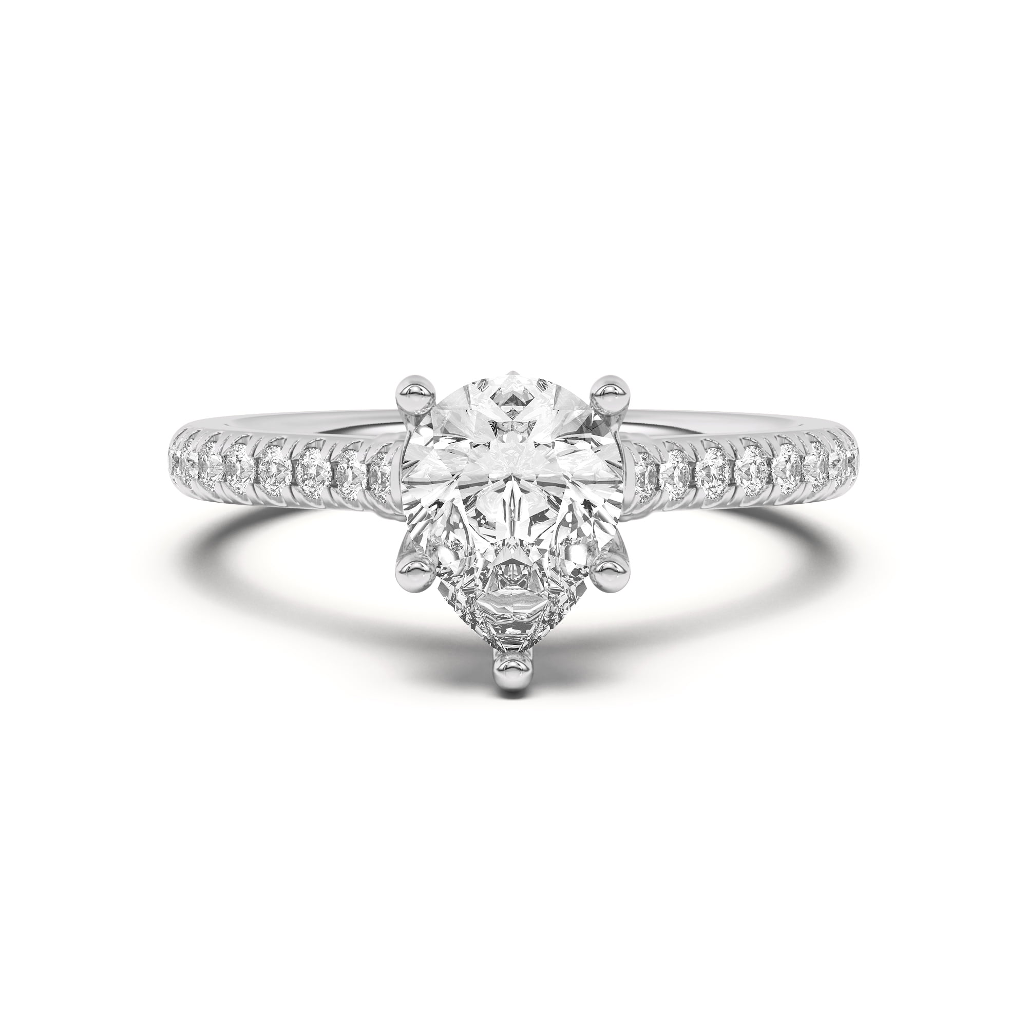 Elara Jewel 14K White Gold Over Diamond Ring - 1.4 Ct Pear Cut Lab ...