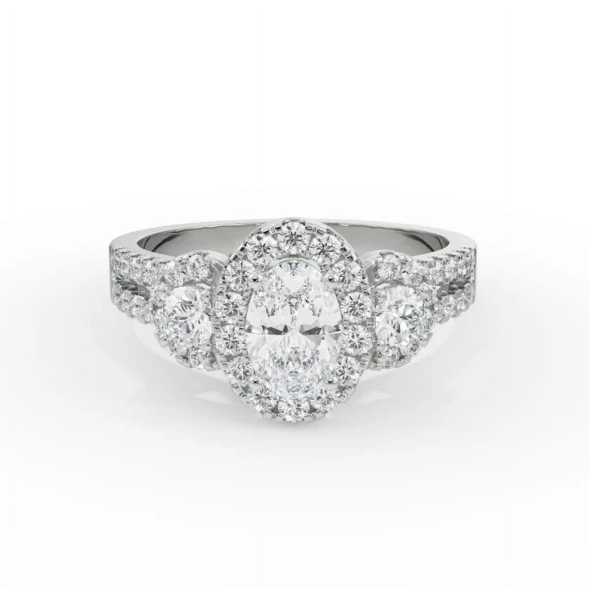 Elara Jewel 14K White Gold Over Ring - 2 Ct Lab Created Diamond Engagement Ring - Chic Oval Cut ...