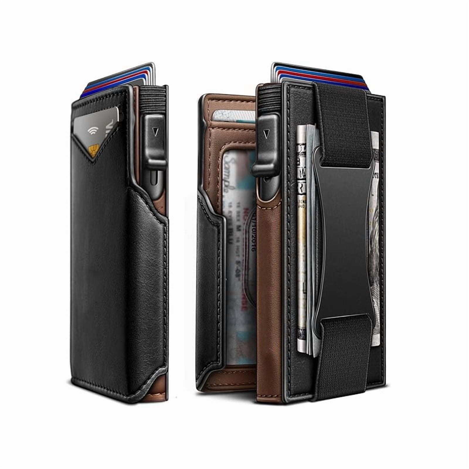 Elastic Band Money Clip Wallet for Men, Color-Blocked RFID Blocking ...