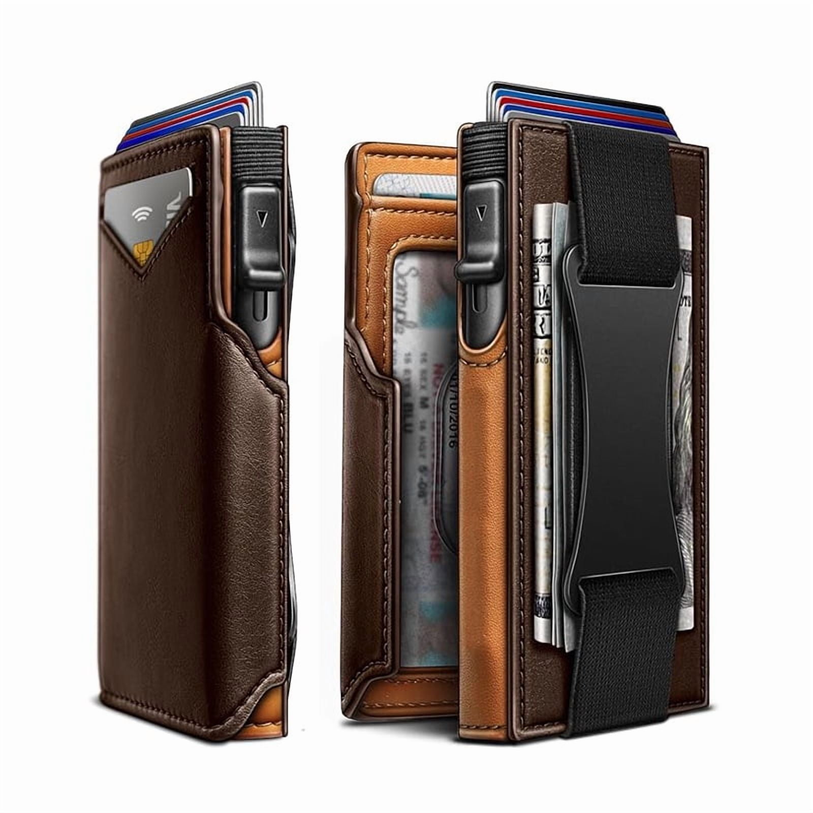 Elastic Band Money Clip Wallet for Men, Color-Blocked RFID Blocking ...
