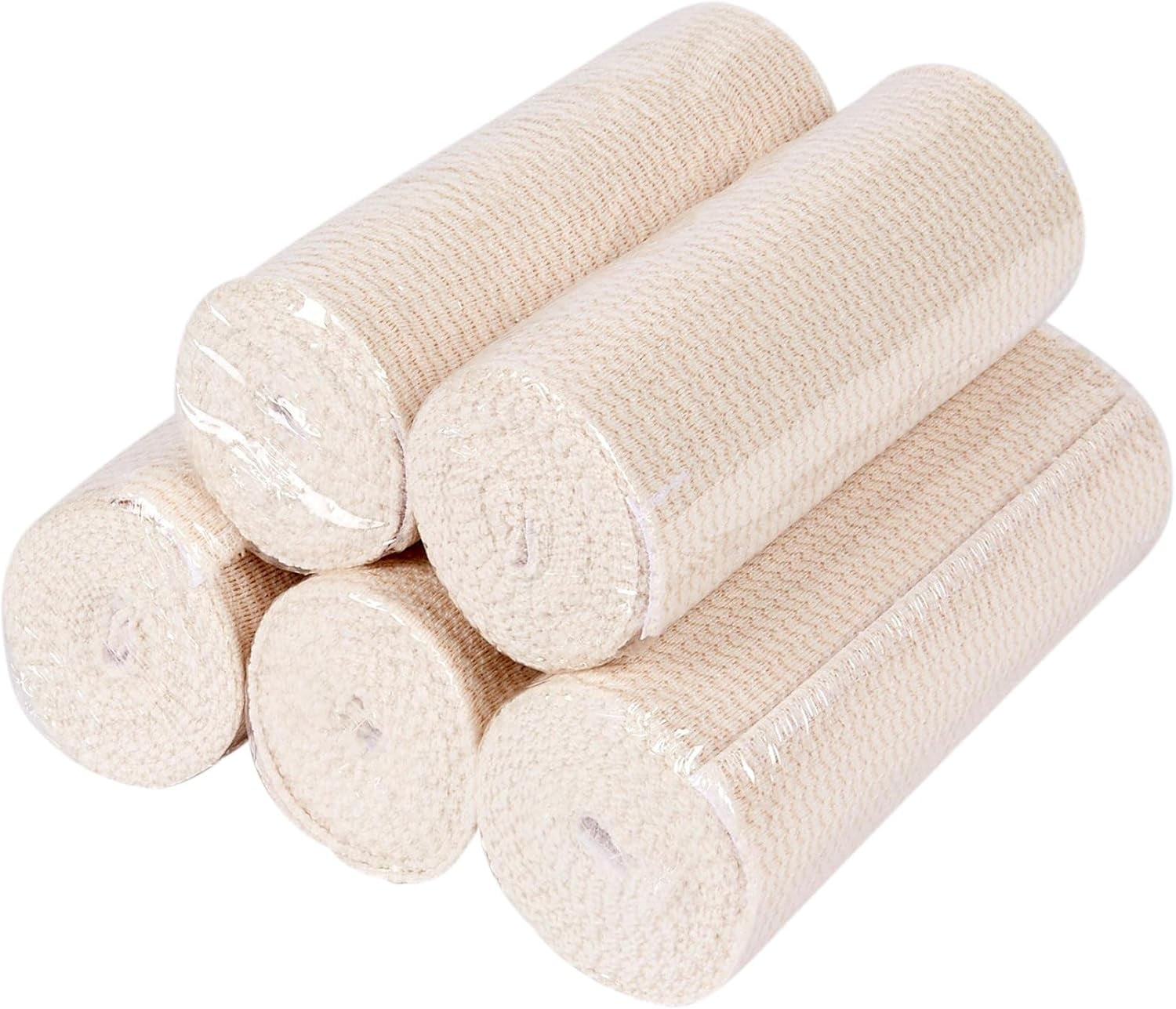 Elastic Bandage, Standard Compression Wrap with Hook and Loop Closure, Tan Non-Sterile ...