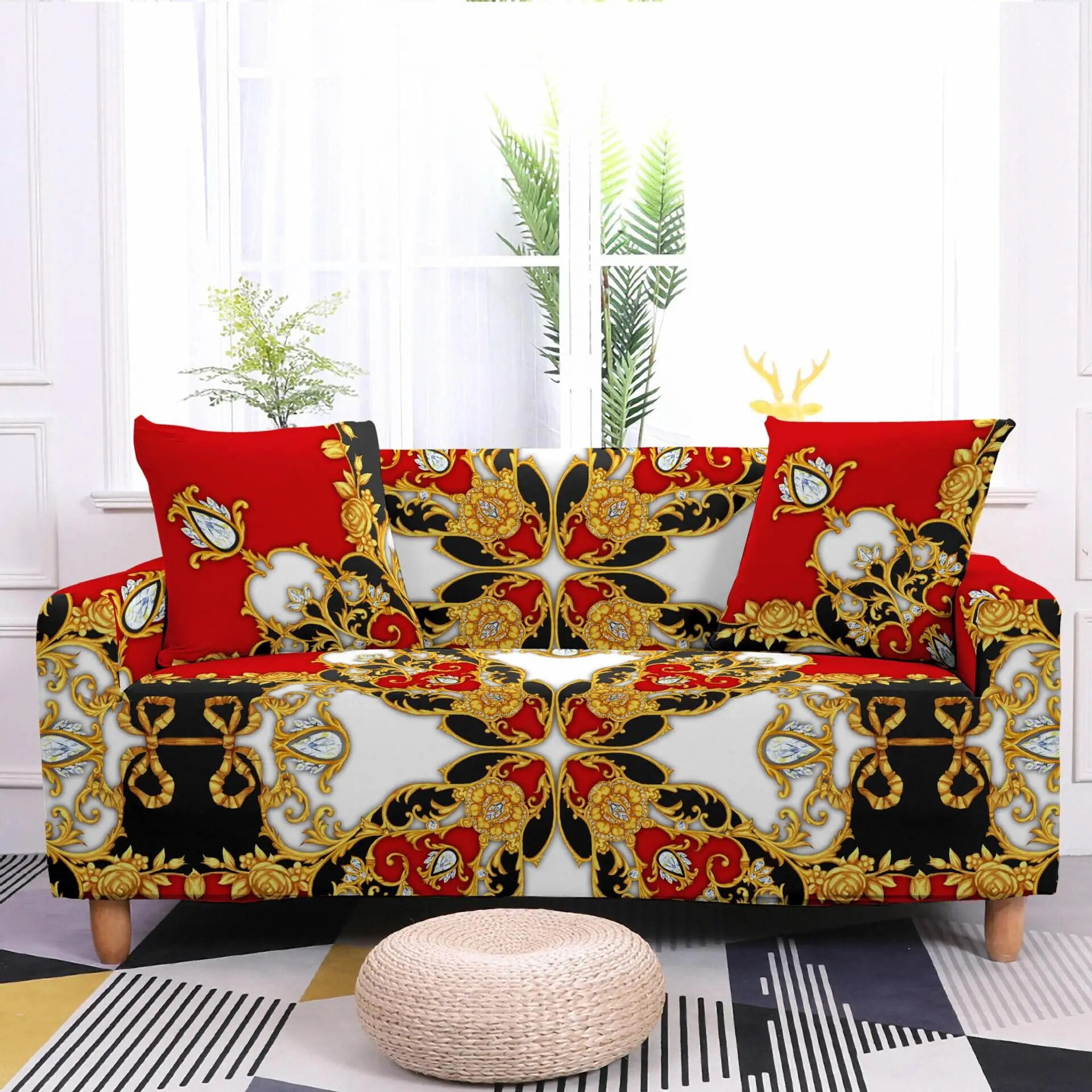 Elastic Baroque Sofa Cover for Living Room Retro Bohemian Couch Cover ...