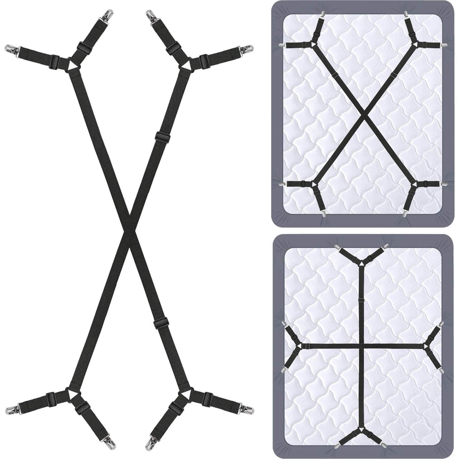 Elastic Bed Sheet Straps Corner Clips, Adjustable 38-67 Inch Length for ...