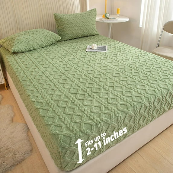 Elastic Bed Sheets with Deep Pocket, Flannel Velvet Winter Bedspread ...