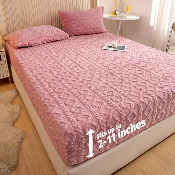 Elastic Bed Sheets with Deep Pocket, Flannel Velvet Winter Bedspread ...