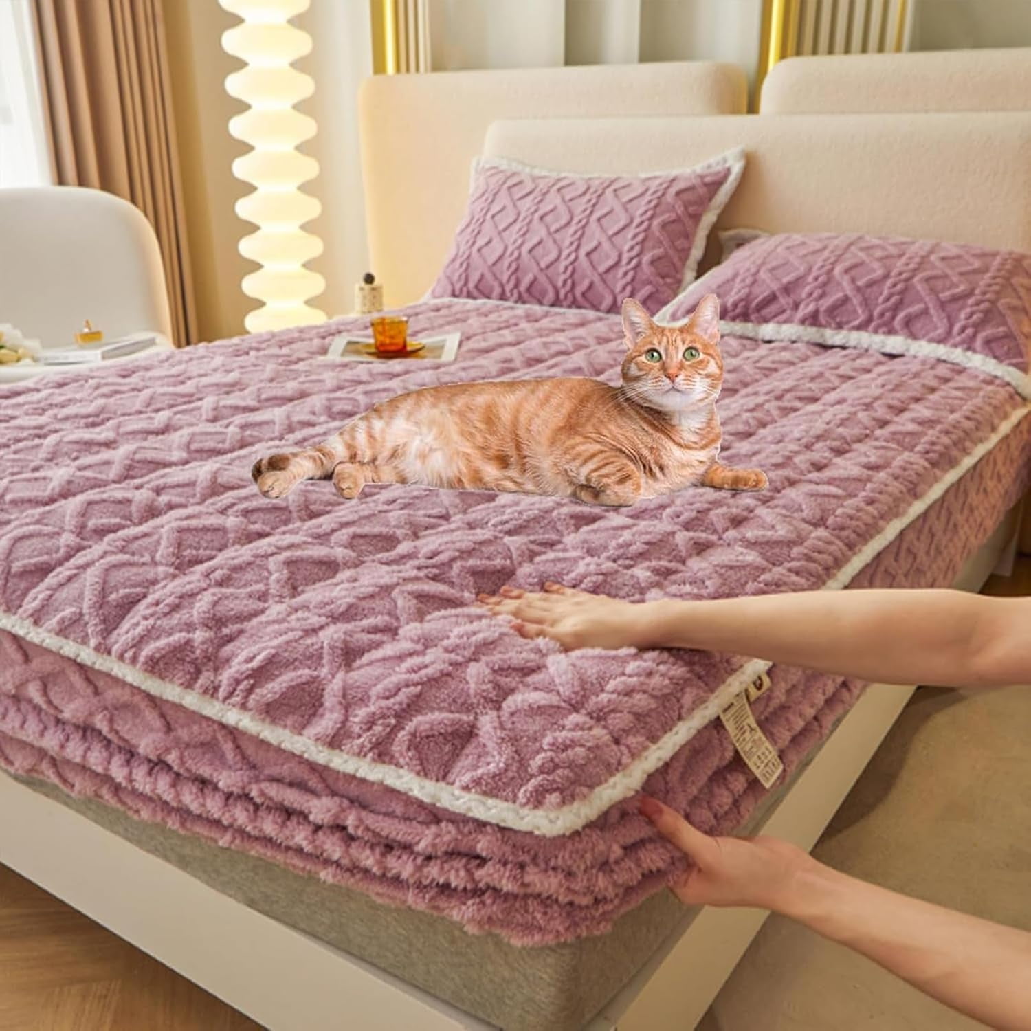 Elastic Bed Sheets, Elastic Fitted Bed Sheets, Winter Super Soft Warm Bedspread, Flannel Solid ...