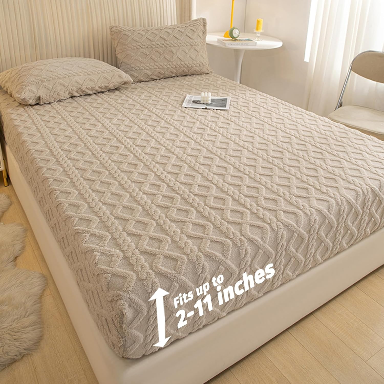 Elastic Bed Sheets, Flannel Velvet Bed Sheet Winter Super Soft Warm ...