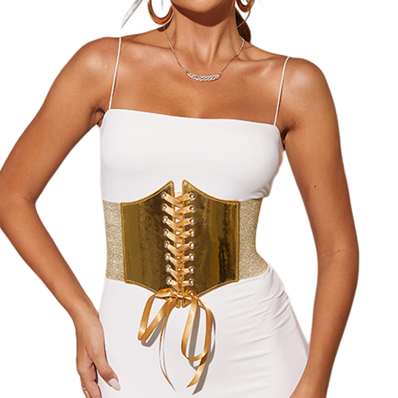 Elastic Belt for Dress Corset Underbust Wide Dress Belt Gold Corset ...