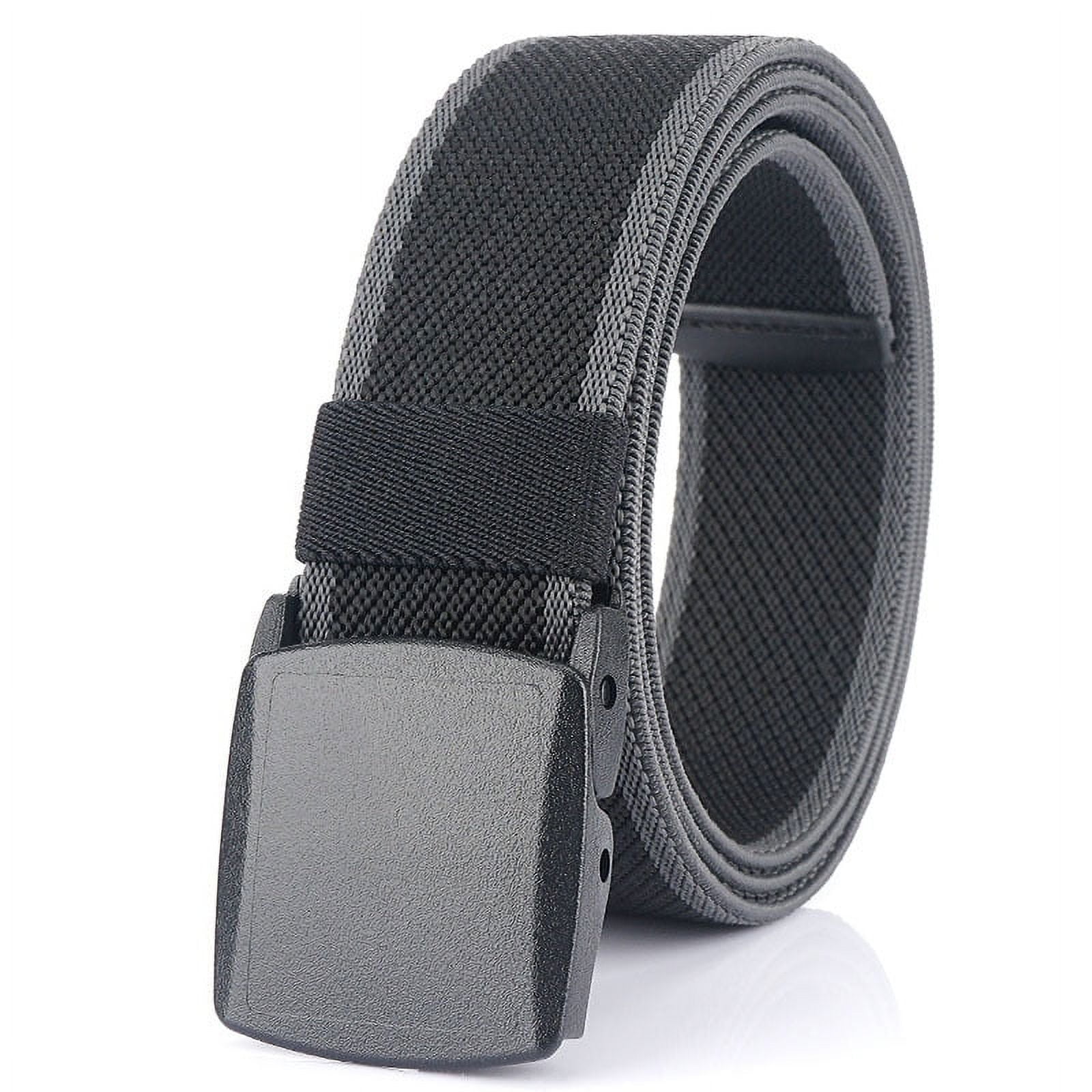 Elastic Belts for Men - Stretch Canvas No Metal Plastic Buckle for Work ...