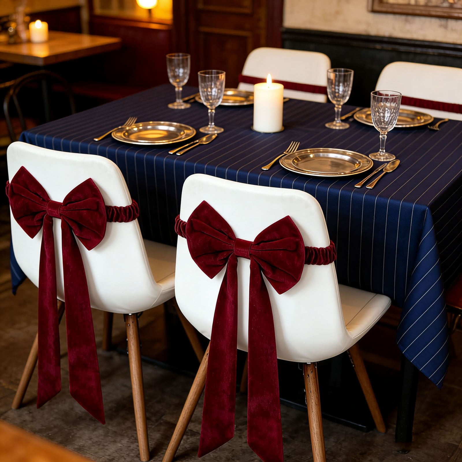 Elastic Bow Chair Cover, Velvet Backrest Chairs Bows with Band ...