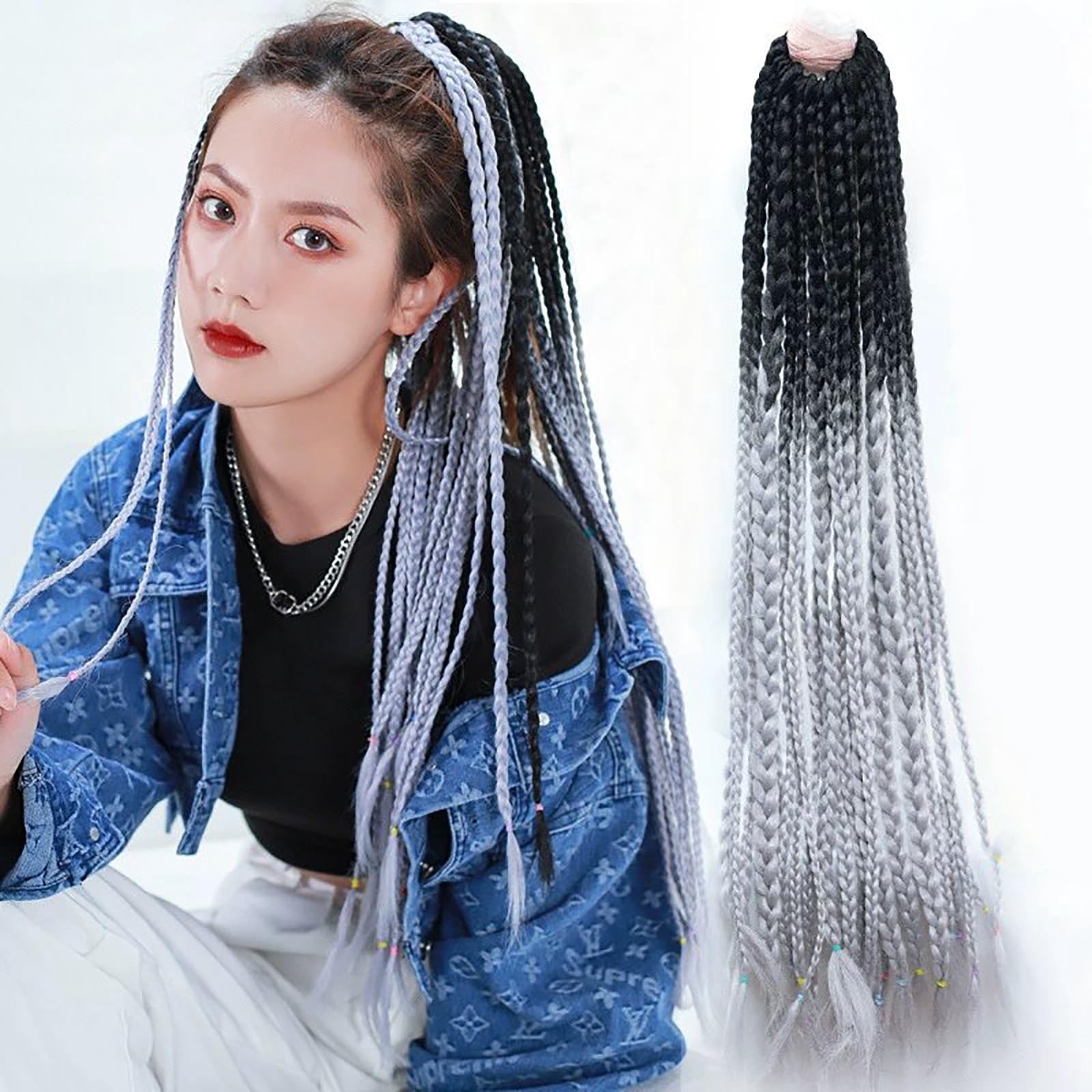 Elastic Braided Ponytail Hair Extension for Women, Messy Dirty Braid ...