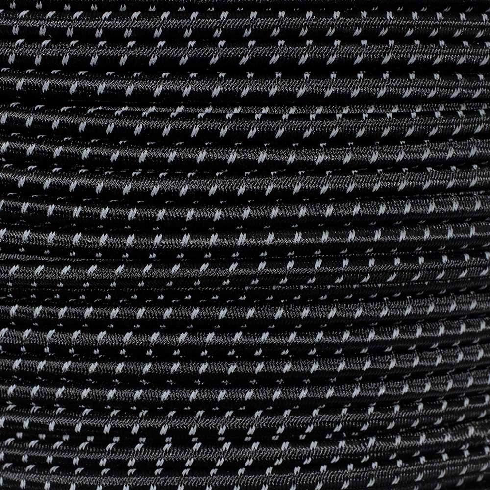 Elastic Bungee Nylon Shock Cord - 3/16 in x 25 ft, Black w/ 2 ...