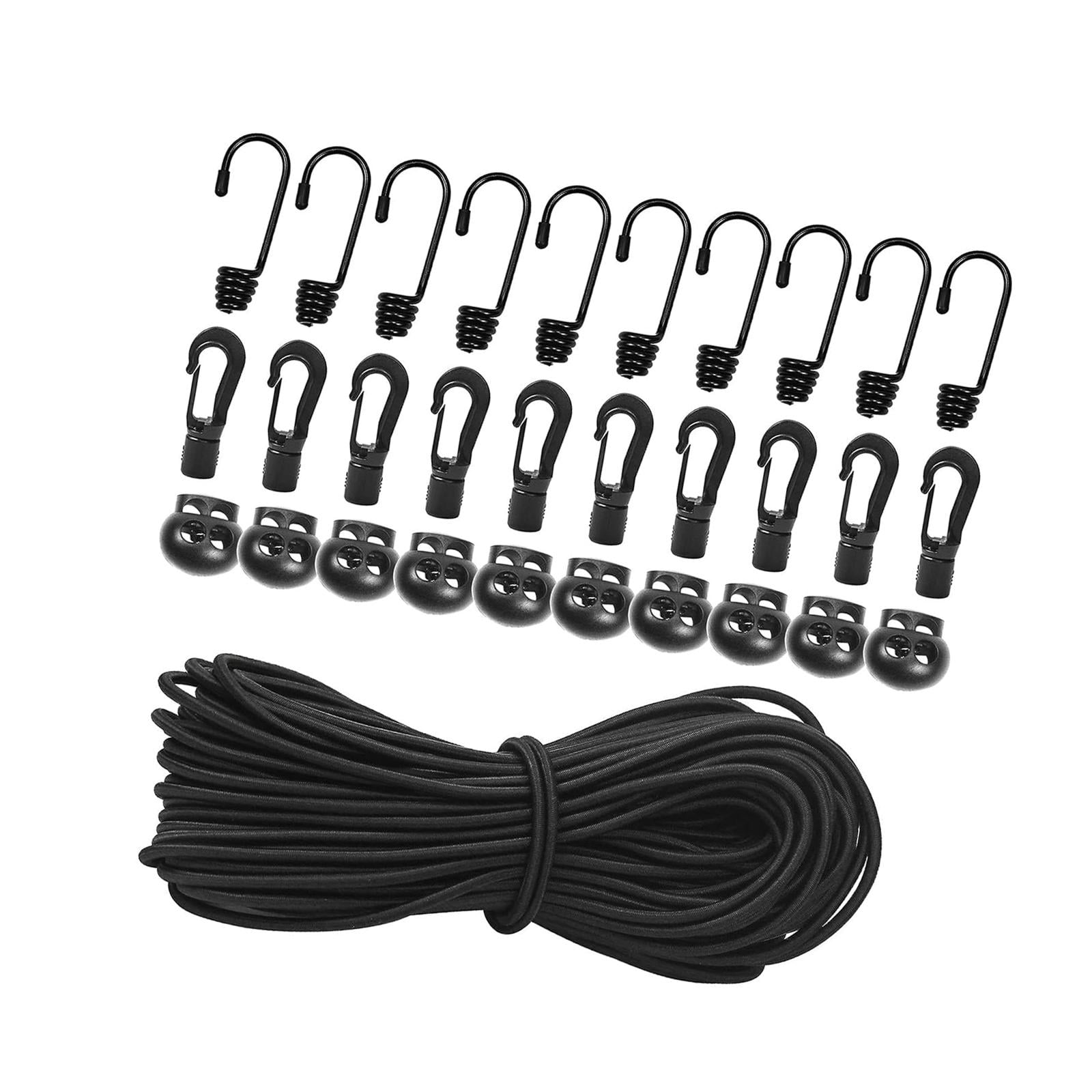 Elastic Bungee Shock Cord with Hooks, Elastic Rope, Canopy Tarp Cord ...