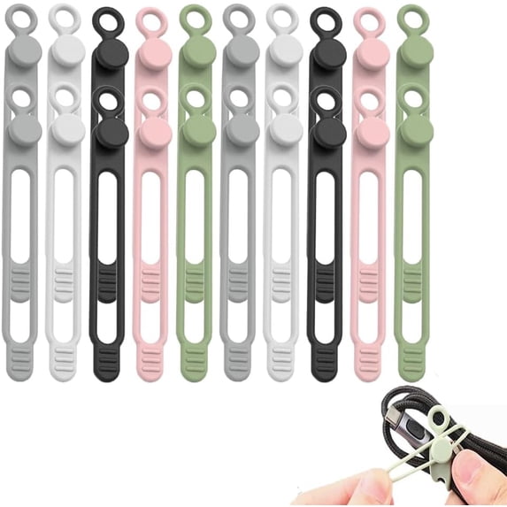 Elastic Cable Organizer Set, Silicone Reusable Cable Ties for Data ...