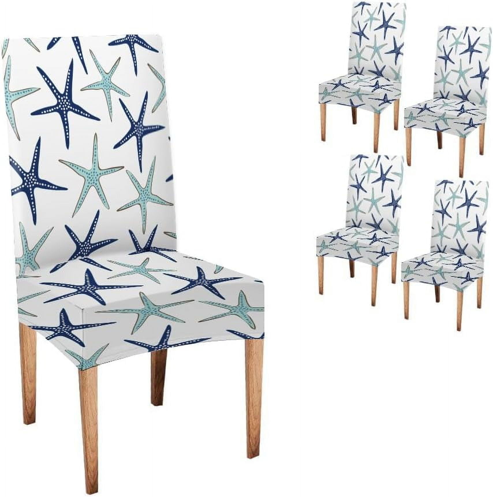 Elastic Chair Cover Set of 4 Chair Covers for Dining Chairs Coastal ...