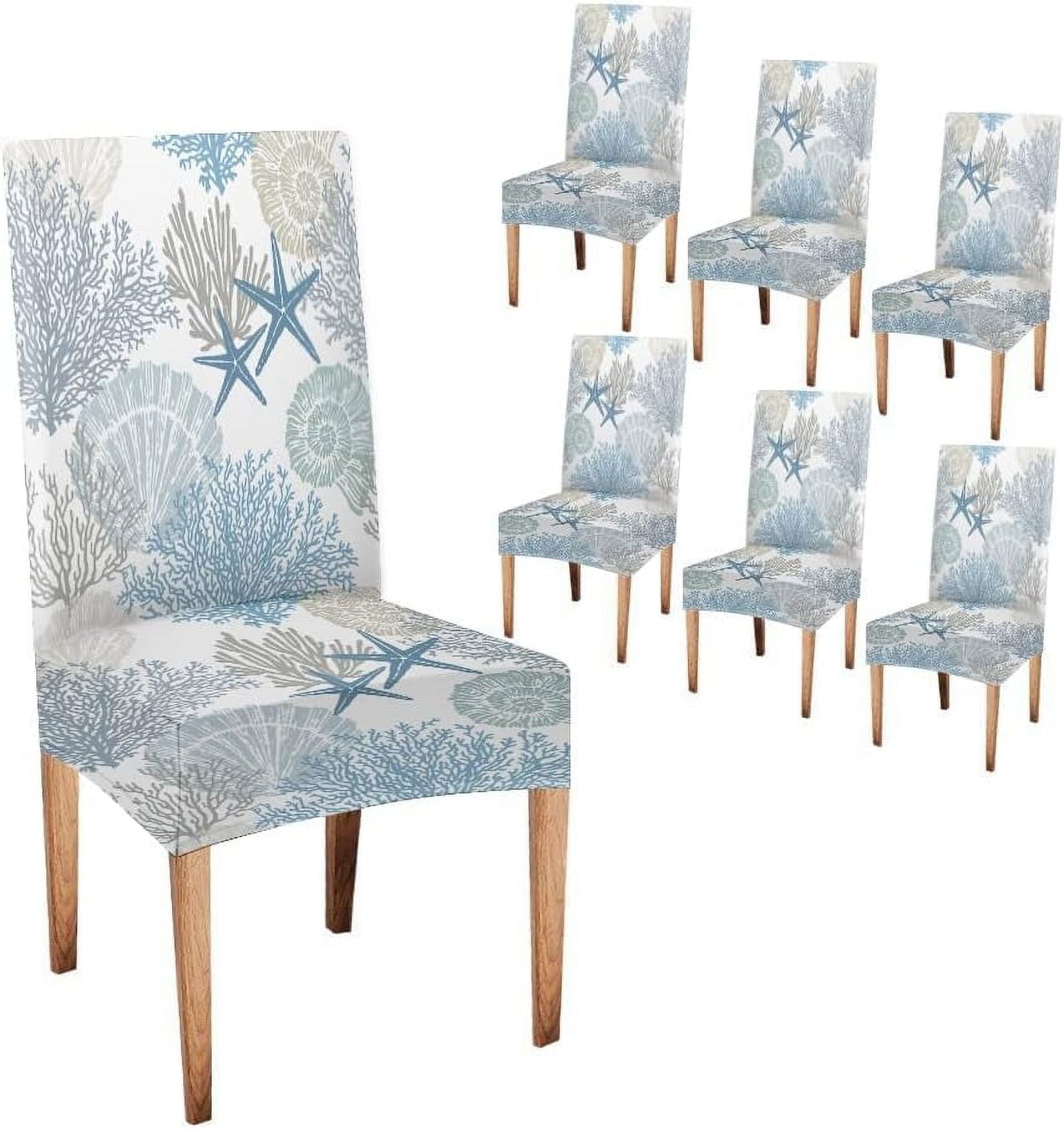 Elastic Chair Cover Set of 6 Chair Covers for Dining Chairs Beach ...