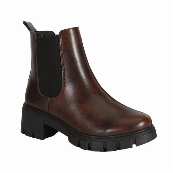 Elastic Chelsea Ankle Boots for Women Fashion Lug Sole Chunky Heels ...