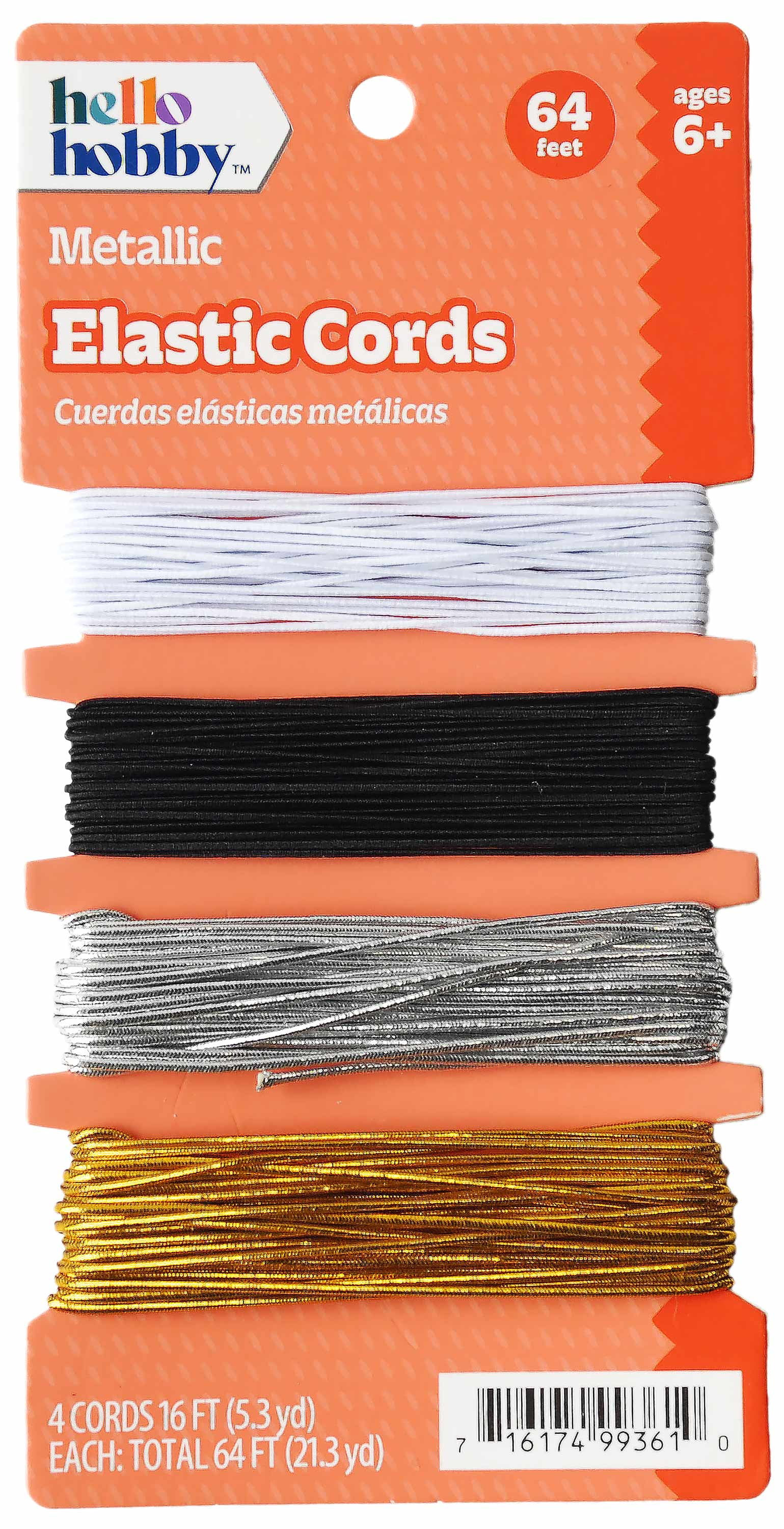 Hello Hobby Stretch Cord Neutral/Metallic 1mm 64ft - Walmart.com