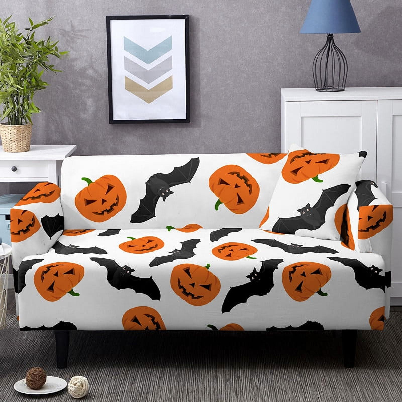 Elastic Couch Cover Dust Proof Cute Pumpkins Pattern Sofa Covers 1/2/3 ...