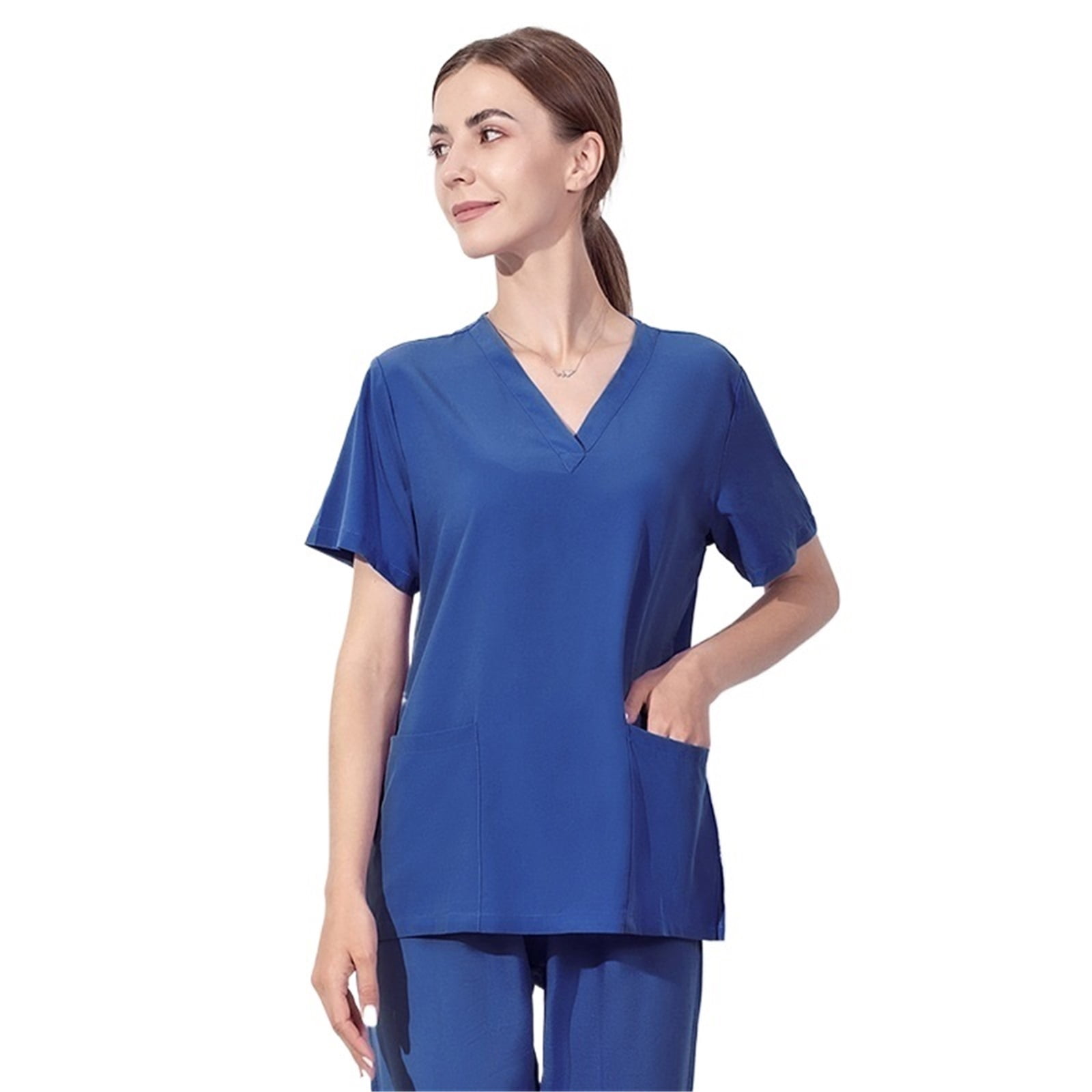 Elastic Doctor Work Short Sleeved Nurse Uniform Beauty Hospital Top ...