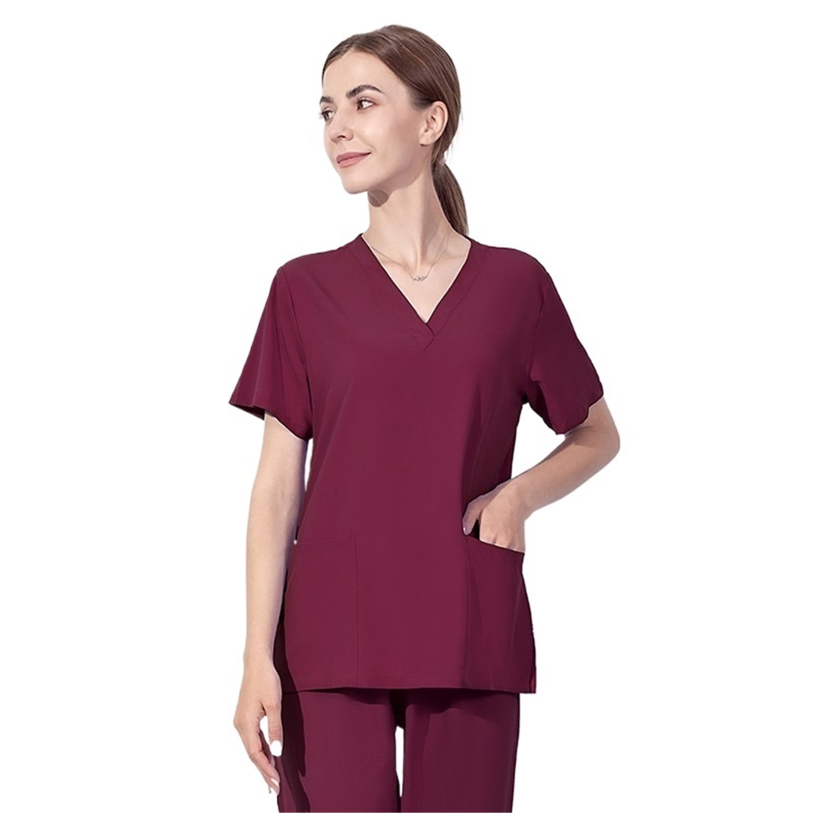 Elastic Doctor Work Short Sleeved Nurse Uniform Beauty Hospital Top ...