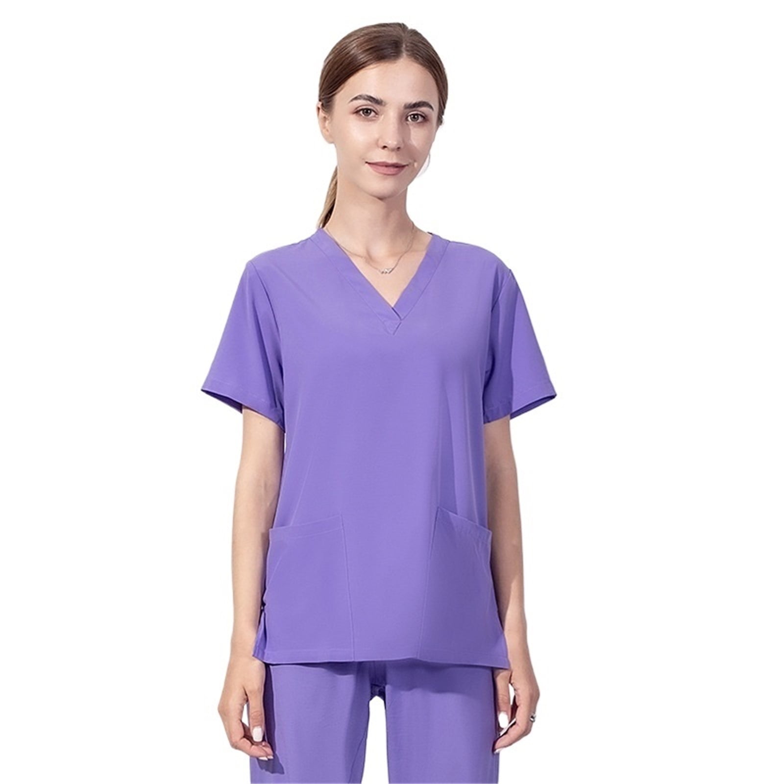 Elastic Doctor Work Short Sleeved Nurse Uniform Beauty Hospital Top ...