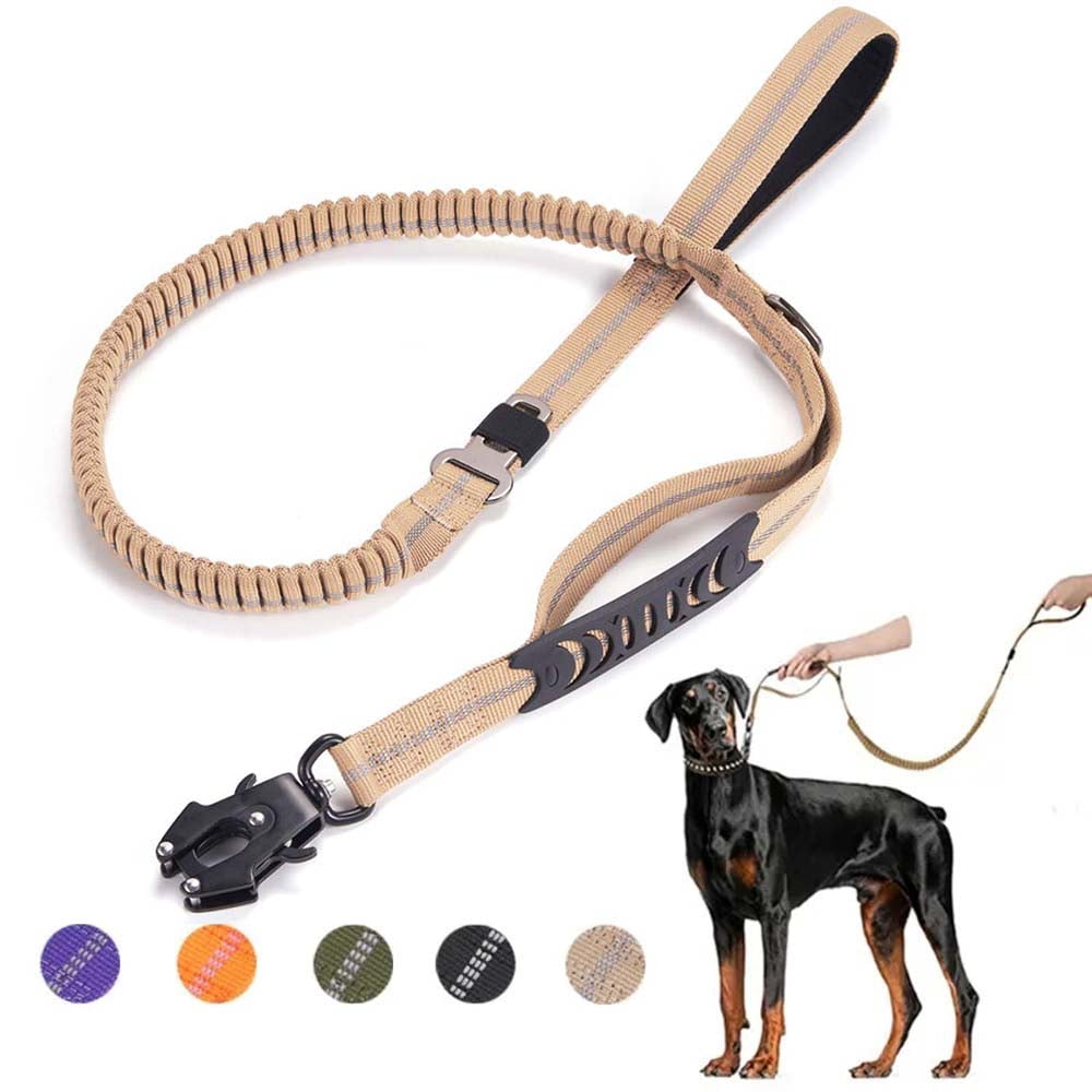 Elastic Dog Leash Tactical Reflective Heavy Duty Leashes Two Handle ...