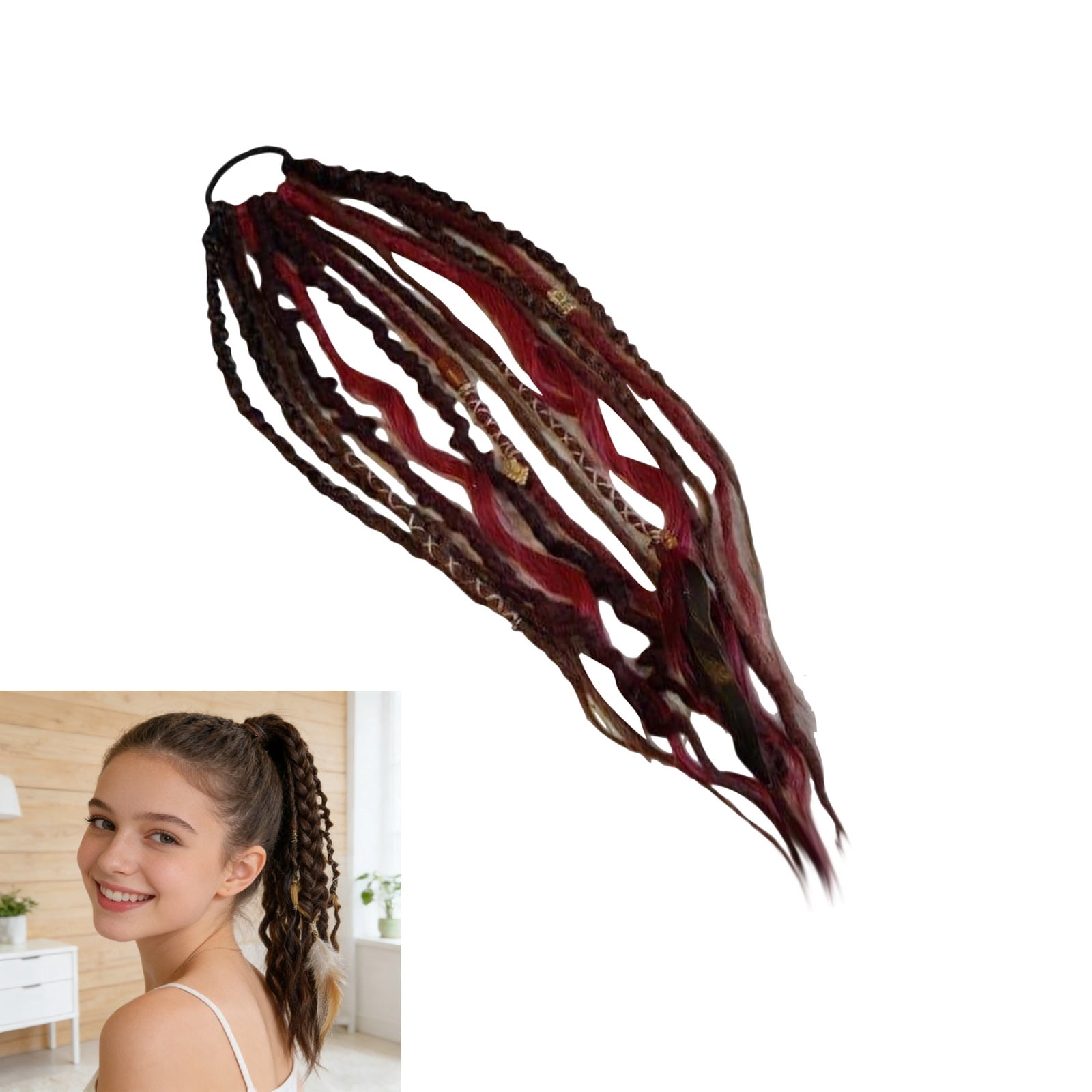 Elastic Dread Ponytail, Dreadlock Ponytail Extension, Hand-Braided ...