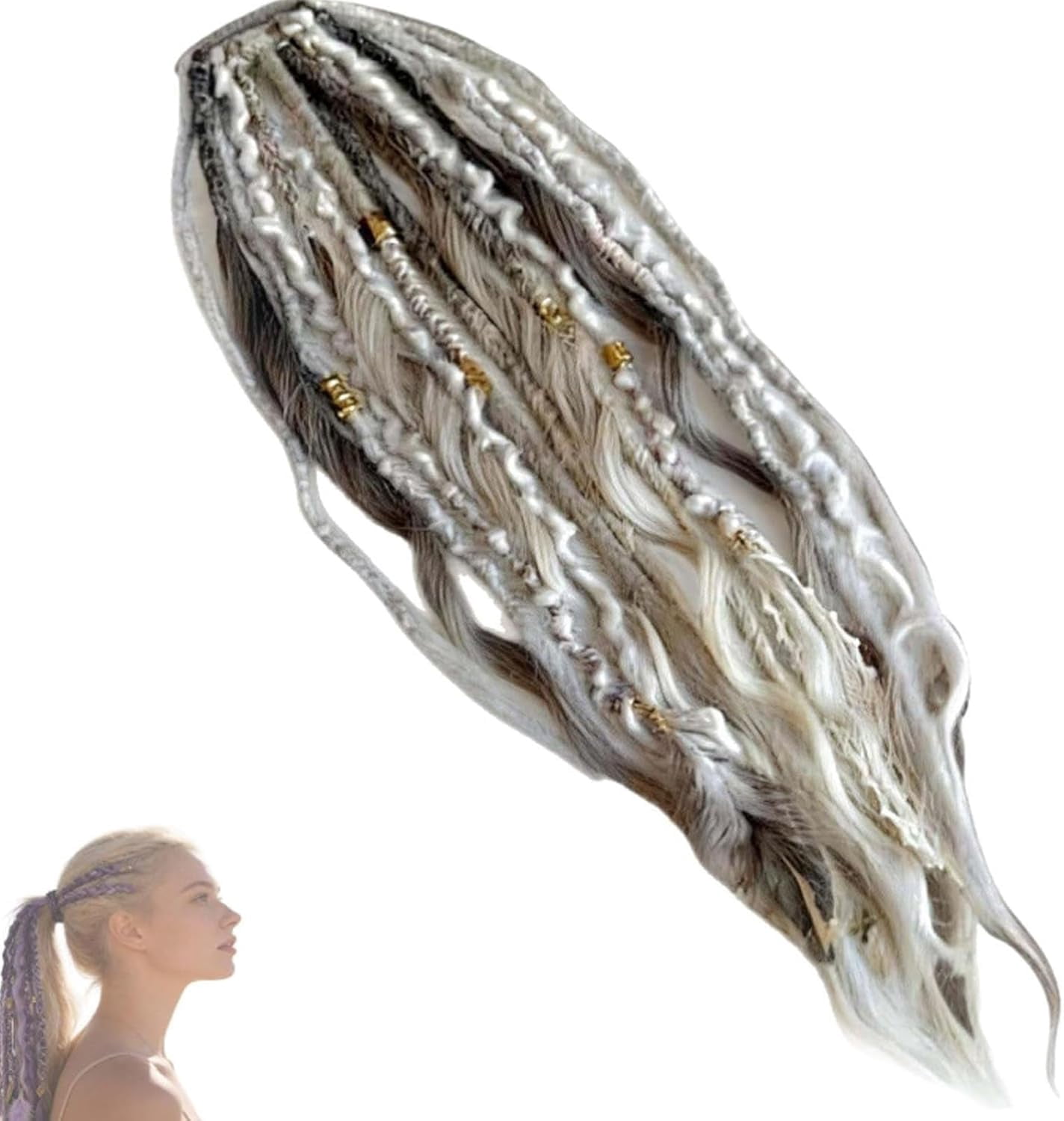 Elastic Dread Ponytail Extension 11.8" – Boho Hand-Braided Dreadlock ...