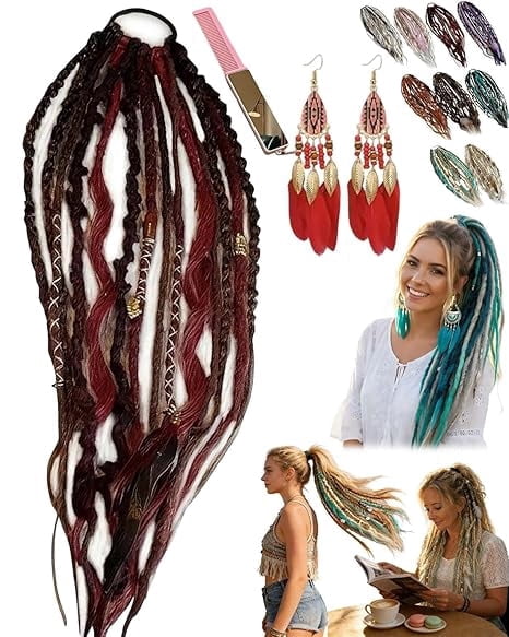 Elastic Dread Ponytail Extensions, Boho Dreadlock Hair Extension with ...