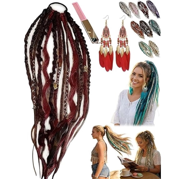 Elastic Dread Ponytail Extensions, Boho Dreadlock Hair Extension with ...