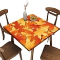 Elastic Edge Fitted Square Tablecloth, Fall Maple Leaves Polyester ...