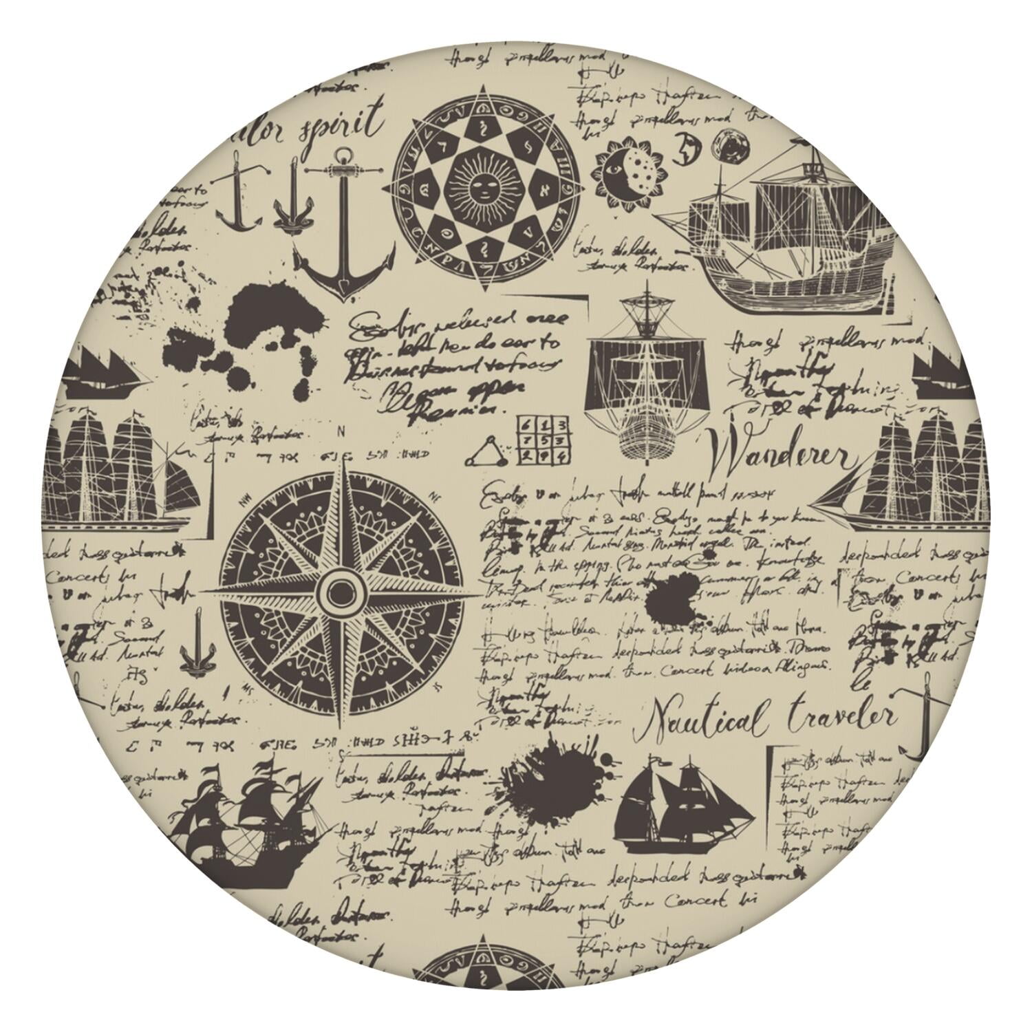 Elastic Edge Ocean Round Tablecloth, Sailor-Inspired Waterproof Dining ...