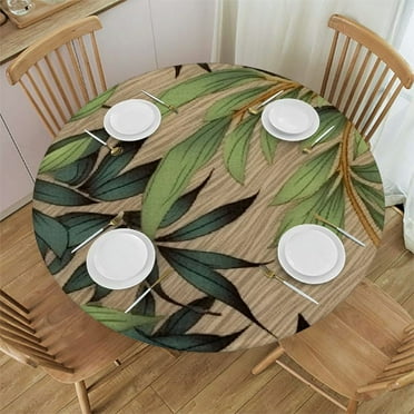 UMINEUX Round Fitted Vinyl Tablecloth with Elastic Edged & Flannel ...