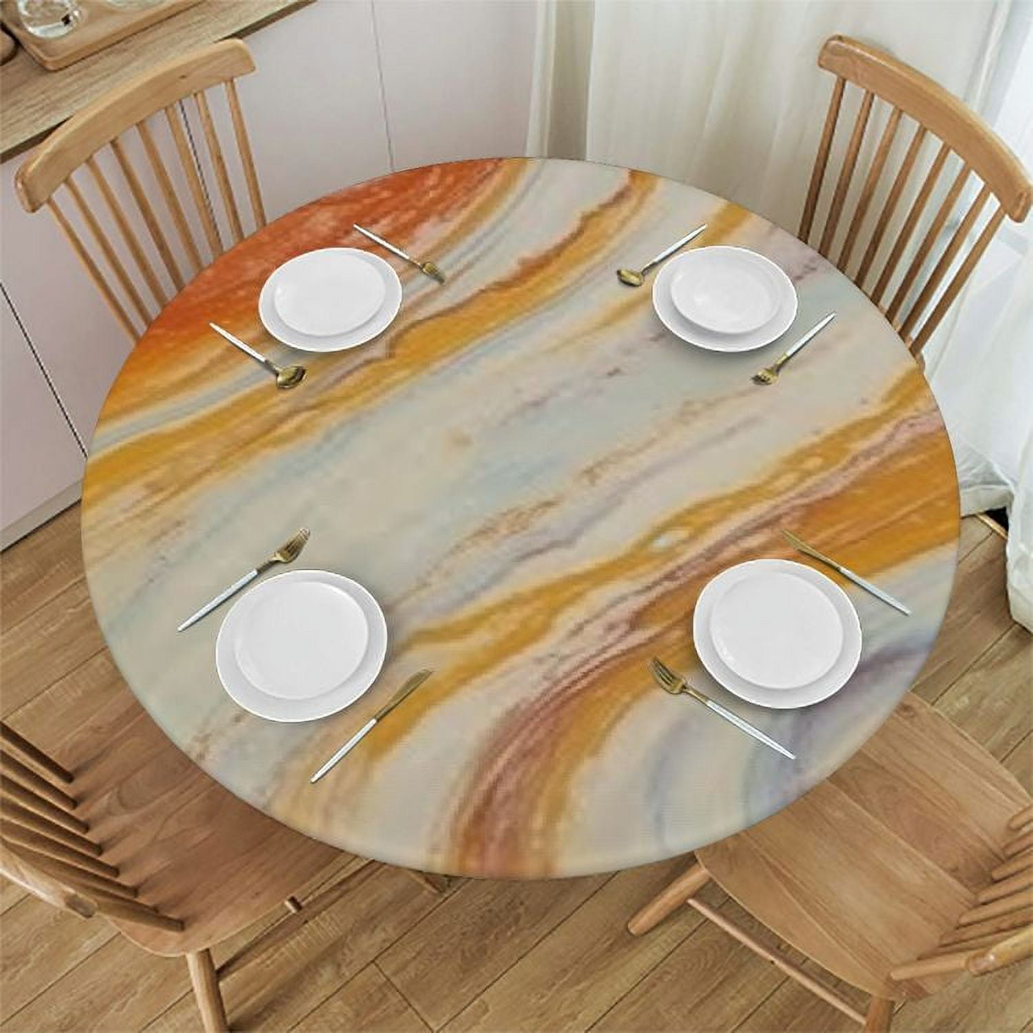 Elastic Edged Polyester Fitted Table Cover,Psychedelic Wavy Brushstroke ...