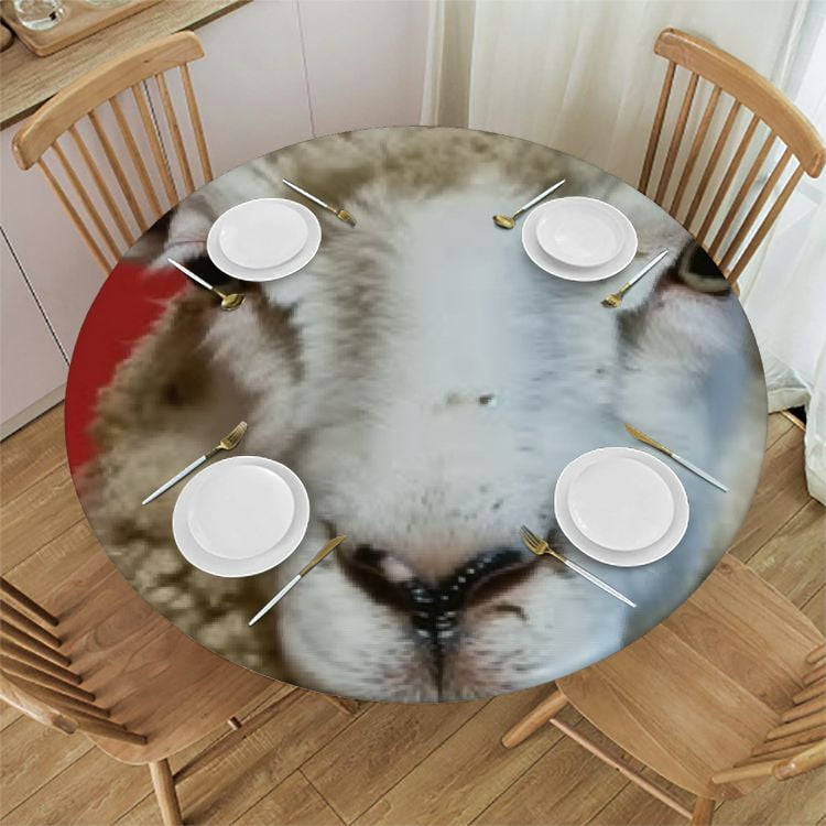Elastic Edged Waterproof Tablecloth Round Sheep Sunflower Wood Barn ...